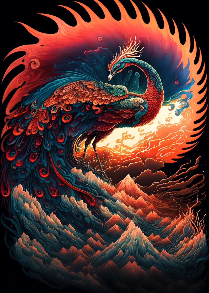 'Phoenix' Poster, picture, metal print, paint by Ellen Farrah Art ...