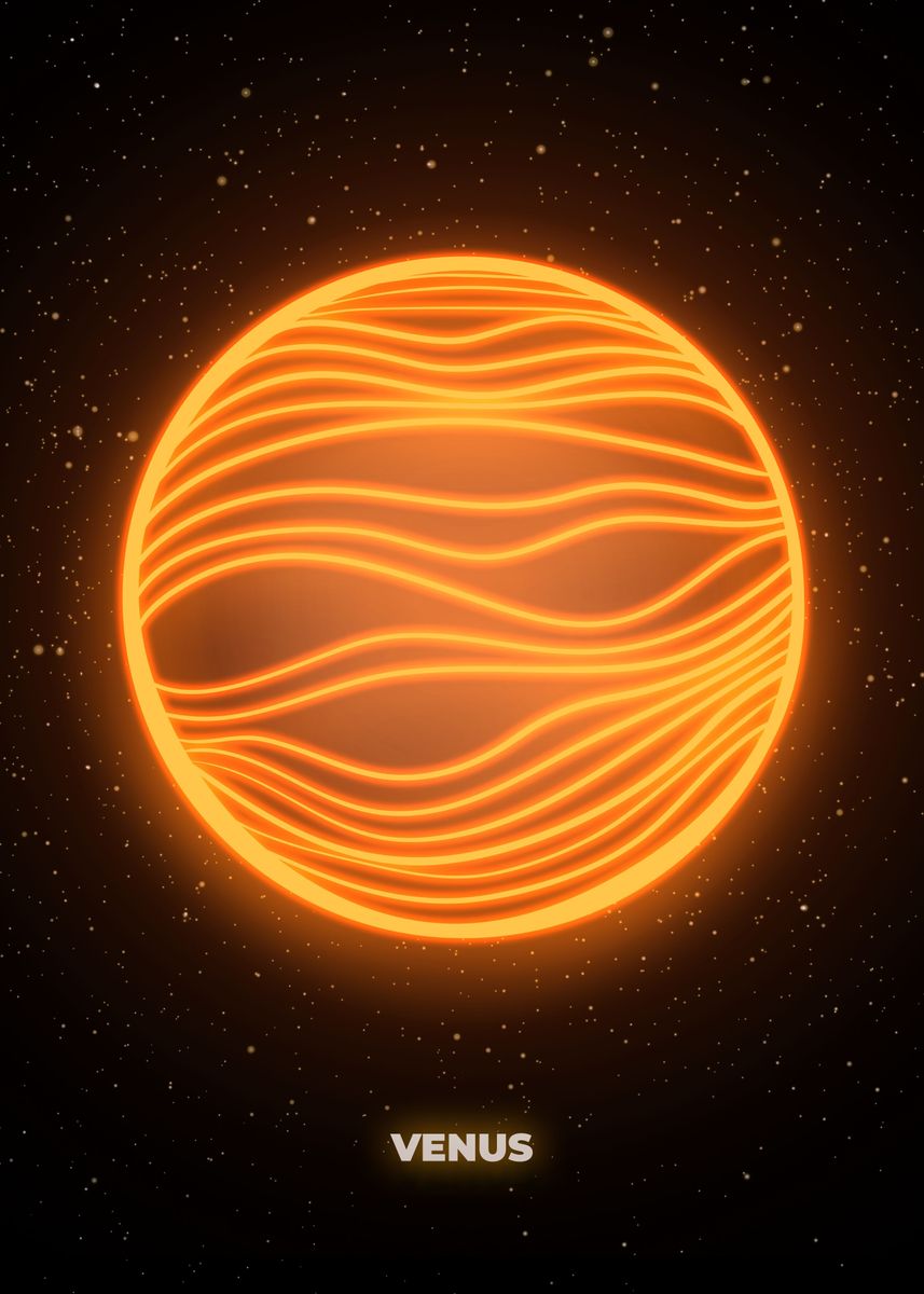 'Venus neon planet' Poster, picture, metal print, paint by Kitty Kit ...
