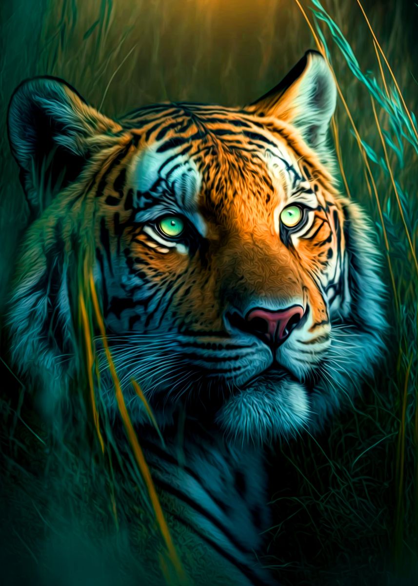 'Tiger' Poster, picture, metal print, paint by Tiker Arts | Displate