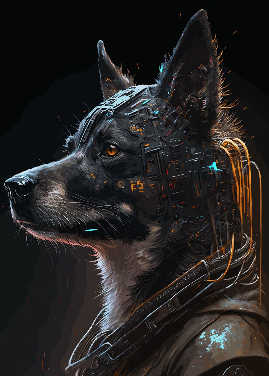 'Cyberpunk Human Dogs' Poster, picture, metal print, paint by Mr Yy ...