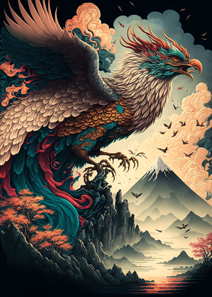 'Phoenix' Poster, picture, metal print, paint by Ellen Farrah Art ...