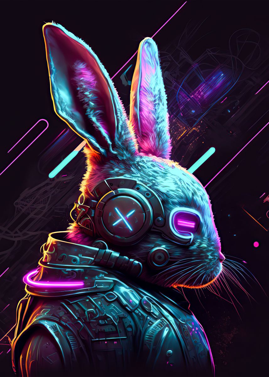 'Rabbit neon' Poster by Childs Space | Displate