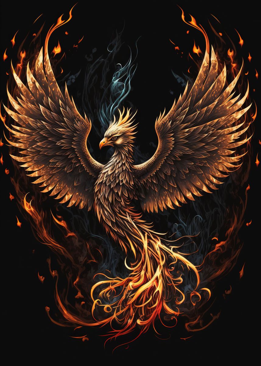 'Phoenix Bird' Poster, picture, metal print, paint by Freddie | Displate