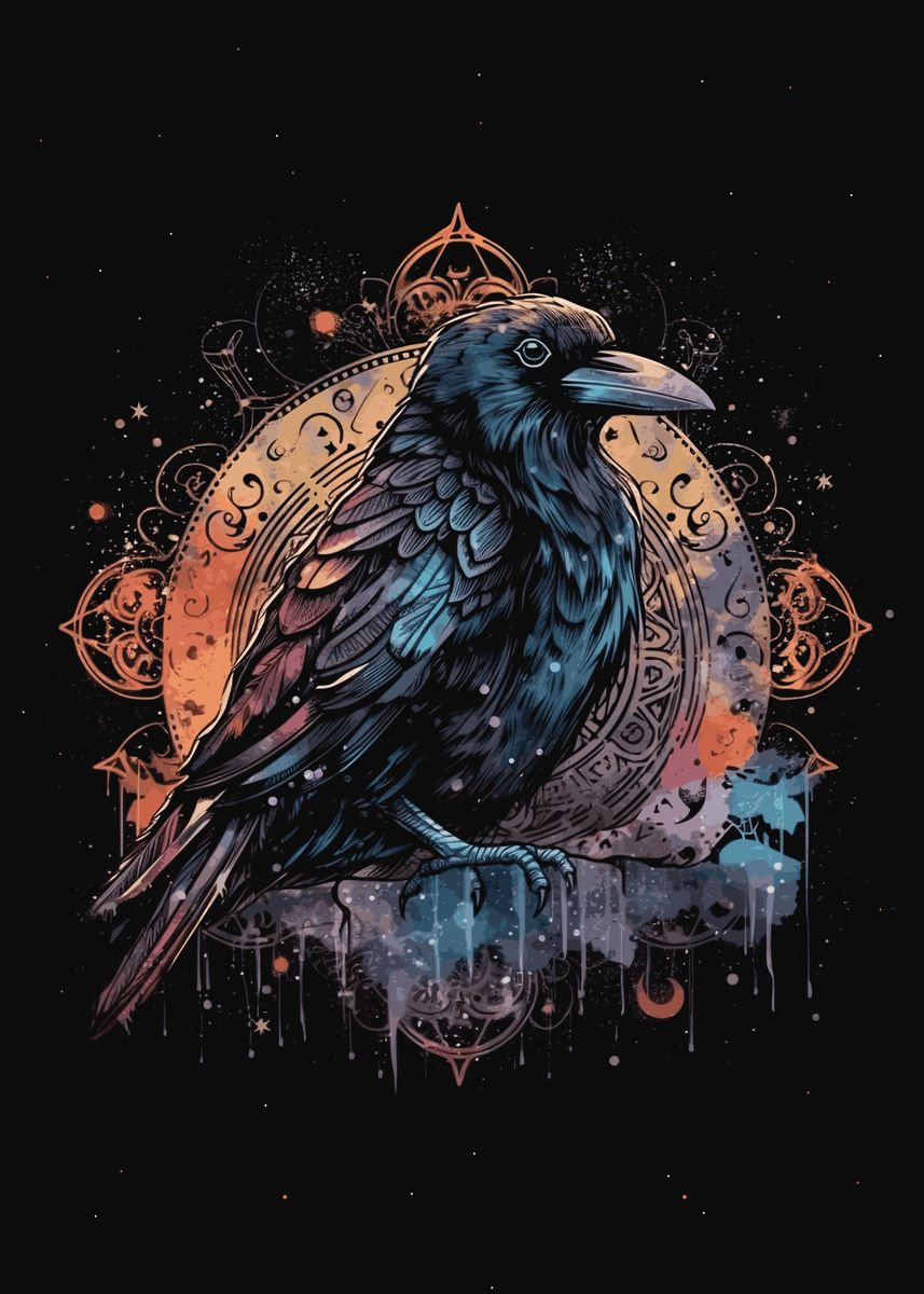 'Mystical Gothic Raven' Poster, picture, metal print, paint by ...