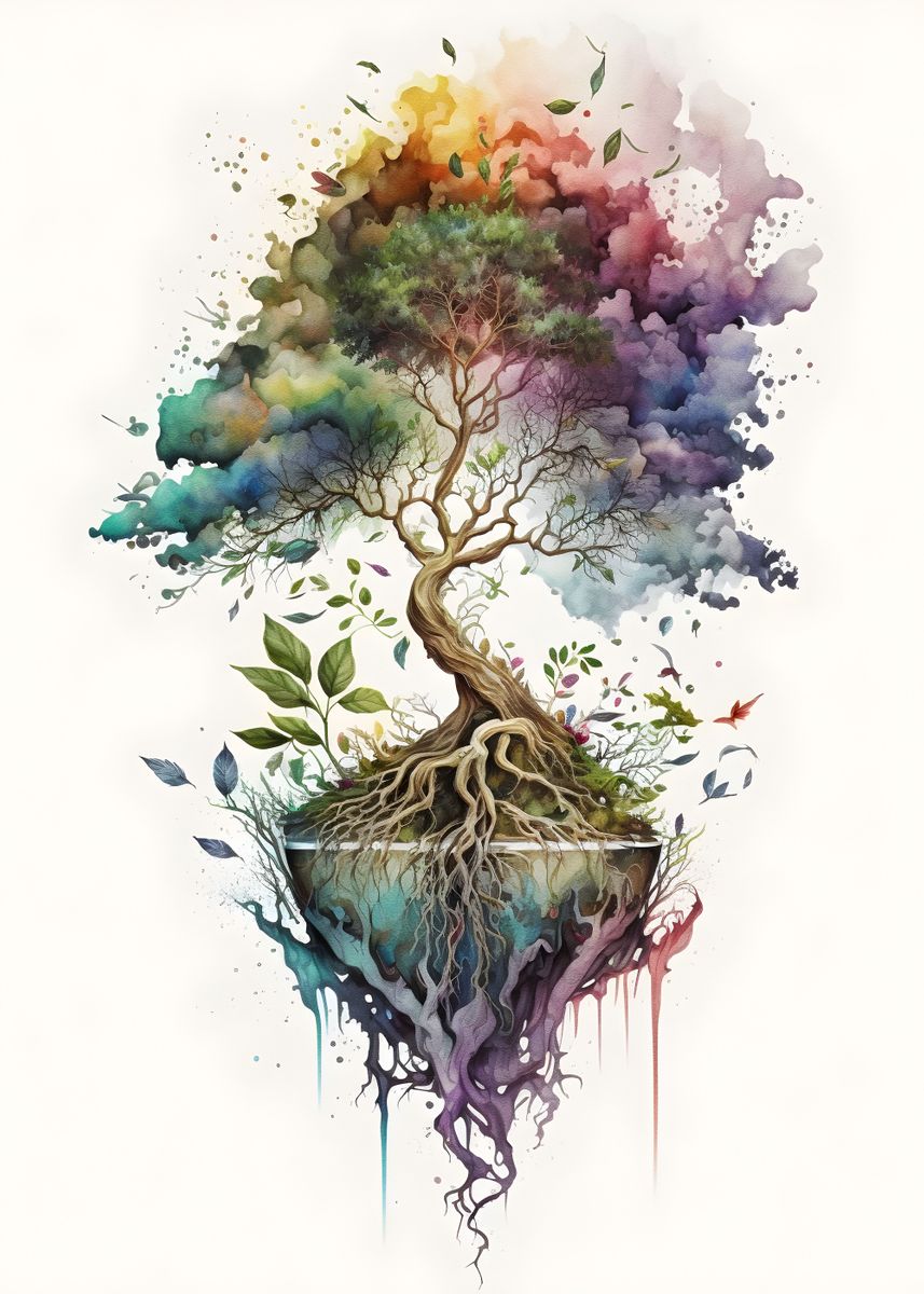 'Colorful abstract tree 3' Poster, picture, metal print, paint by Elz ...