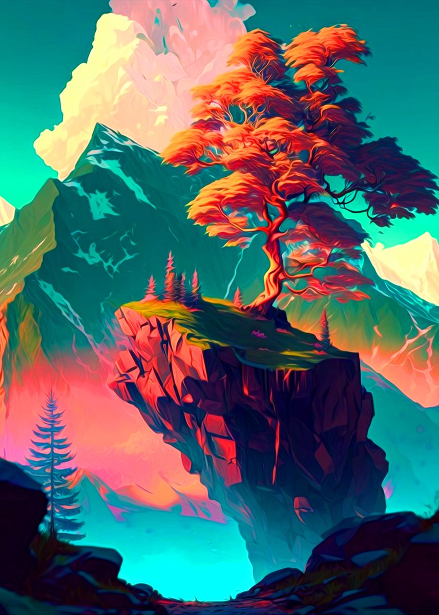 'Fantasy Landscape' Poster, picture, metal print, paint by Jimmy Rabsi ...