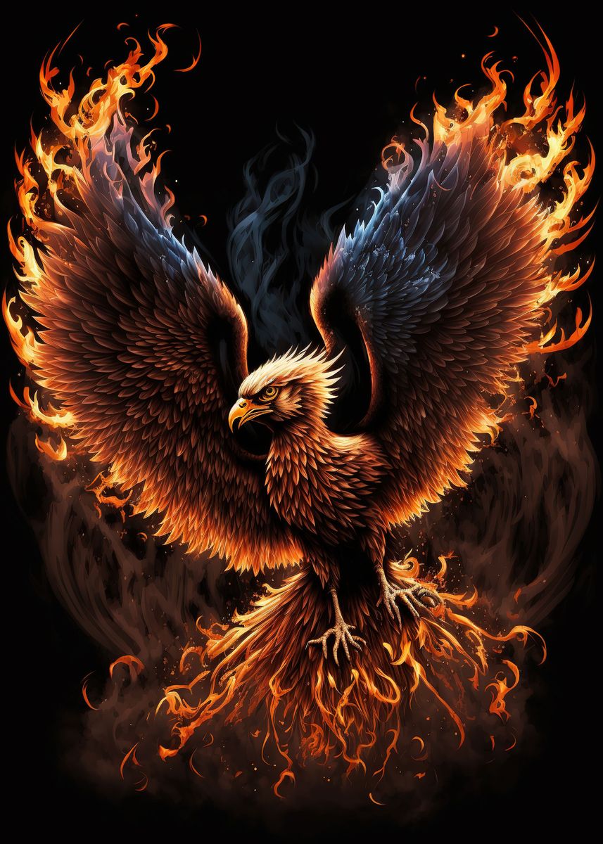 'Phoenix Bird' Poster, picture, metal print, paint by Freddie | Displate
