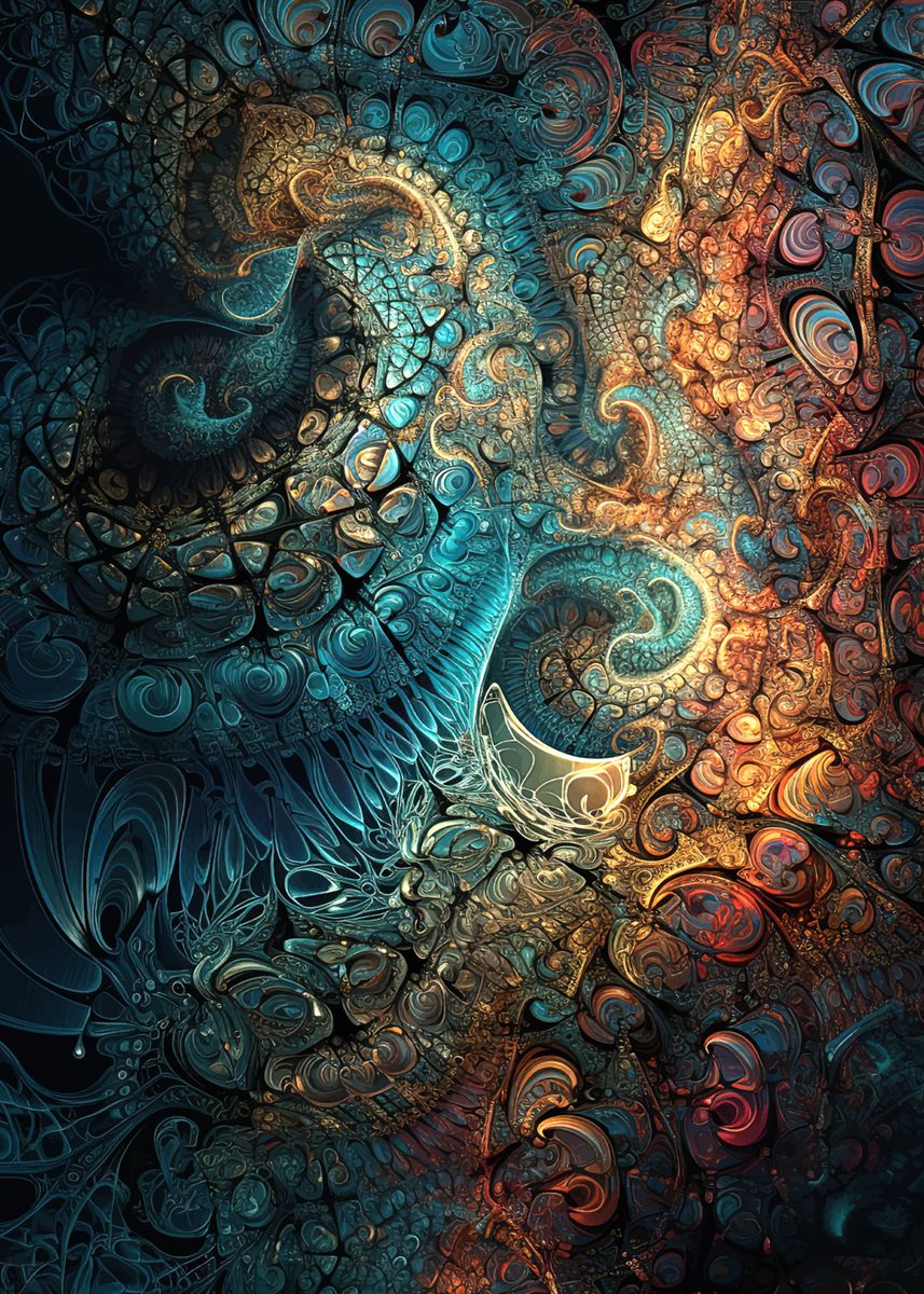 'Trippy Fractal' Poster, picture, metal print, paint by The Fire | Displate