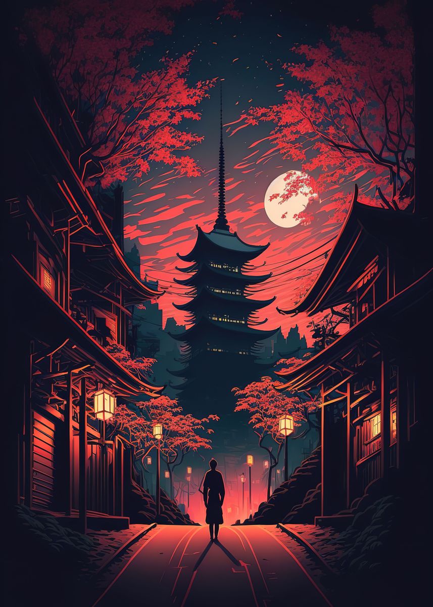 'Japanese lanscape' Poster, picture, metal print, paint by newton ...