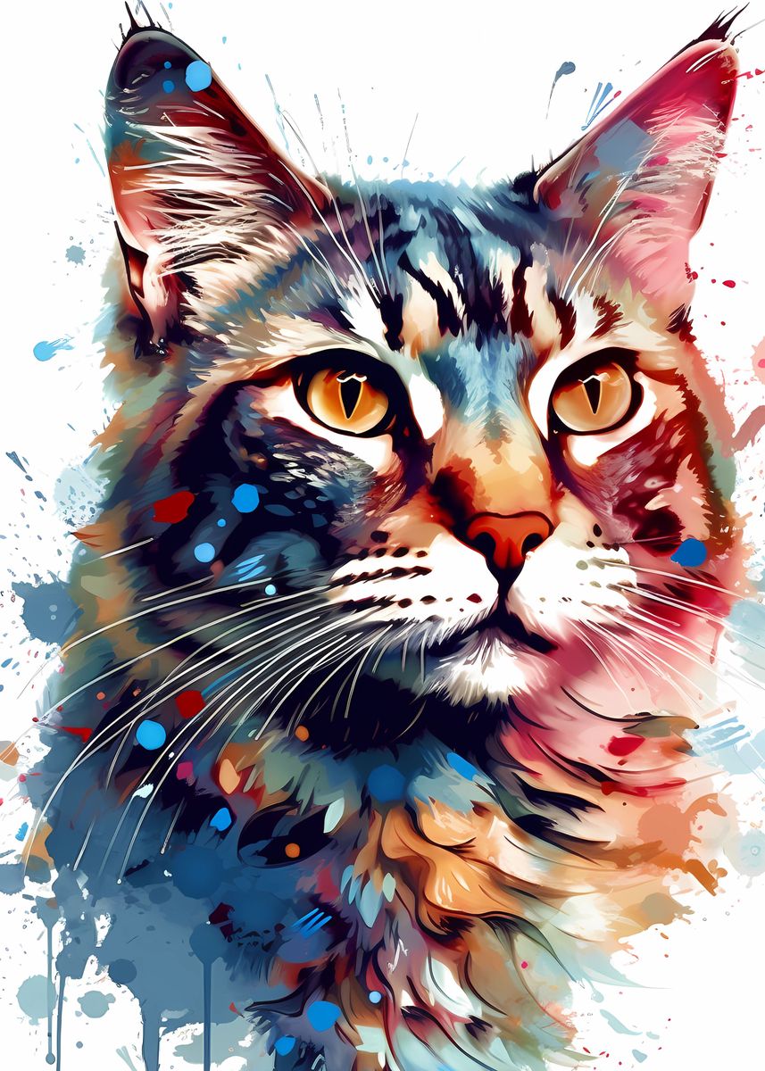 'Cat Colorful' Poster by DecoyDesign | Displate