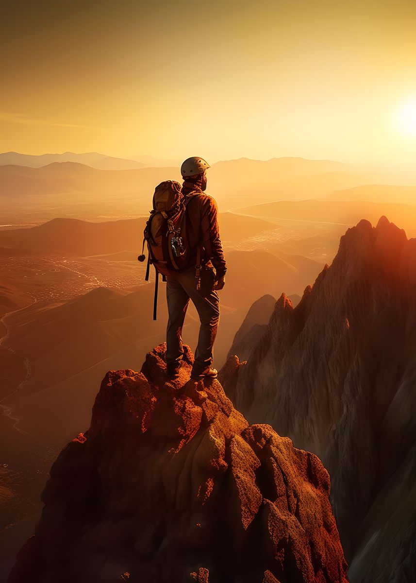 'Standing on Mountain Top' Poster, picture, metal print, paint by David ...