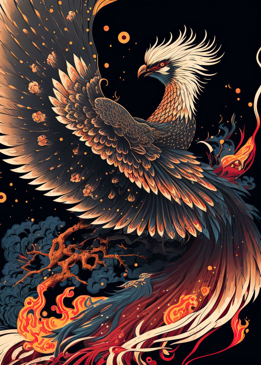 'Phoenix' Poster, picture, metal print, paint by Ellen Farrah Art ...