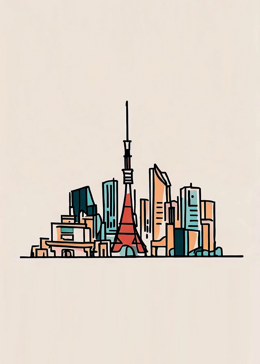 'Tokyo Cityscape' Poster, picture, metal print, paint by ...