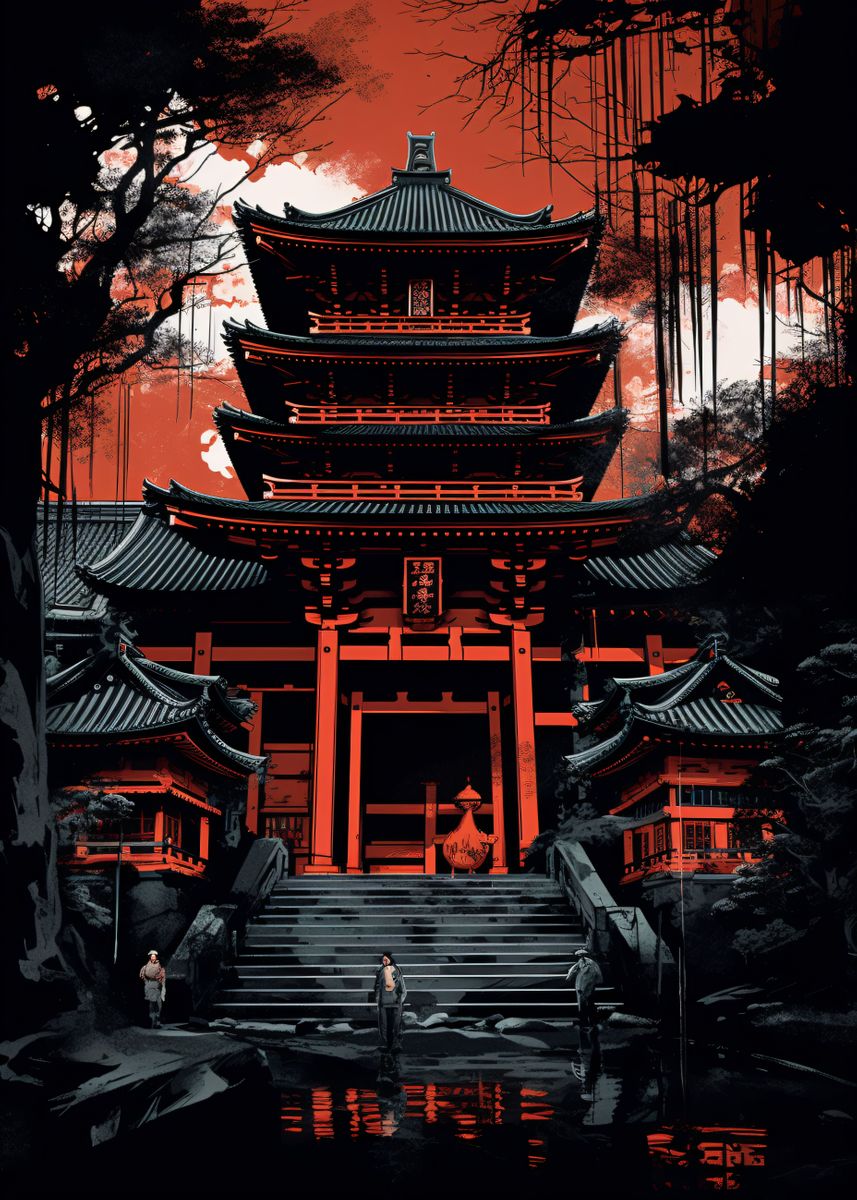 'Majestic Red Temple' Poster, picture, metal print, paint by Vincent ...
