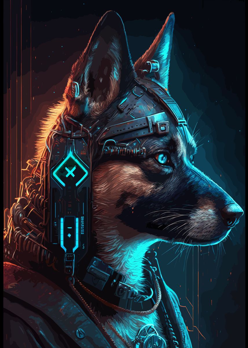 'Cyberpunk Human Dogs' Poster, picture, metal print, paint by Mr Yy ...