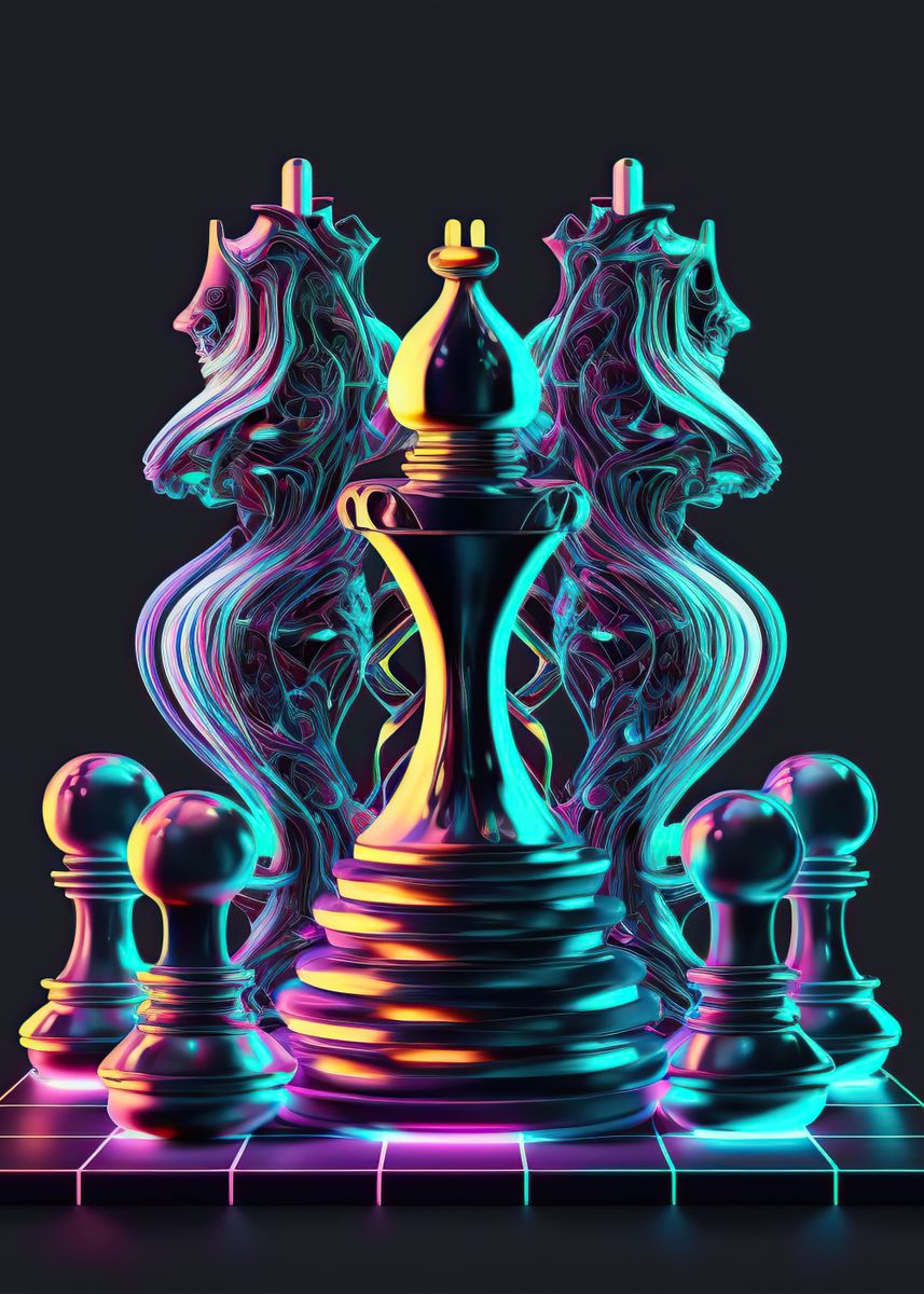 'Chess neon' Poster by Ahmet Thorpe | Displate
