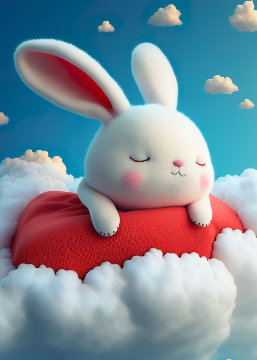 'White Rabbit Dreaming' Poster, picture, metal print, paint by Ilyrin ...