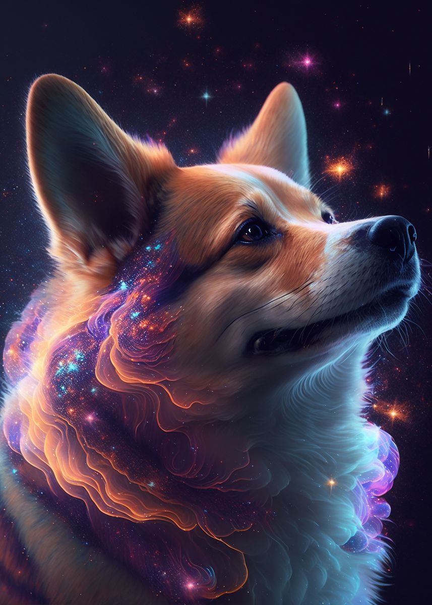 'Galaxy Shiba Inu Doge' Poster, picture, metal print, paint by ...