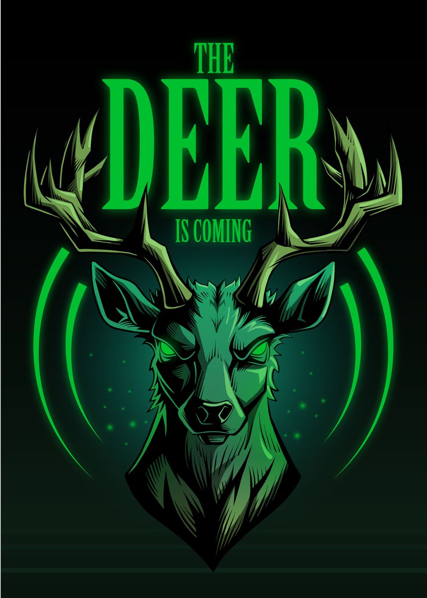 'Green Buck Deer' Poster, picture, metal print, paint by Juan Carlos ...