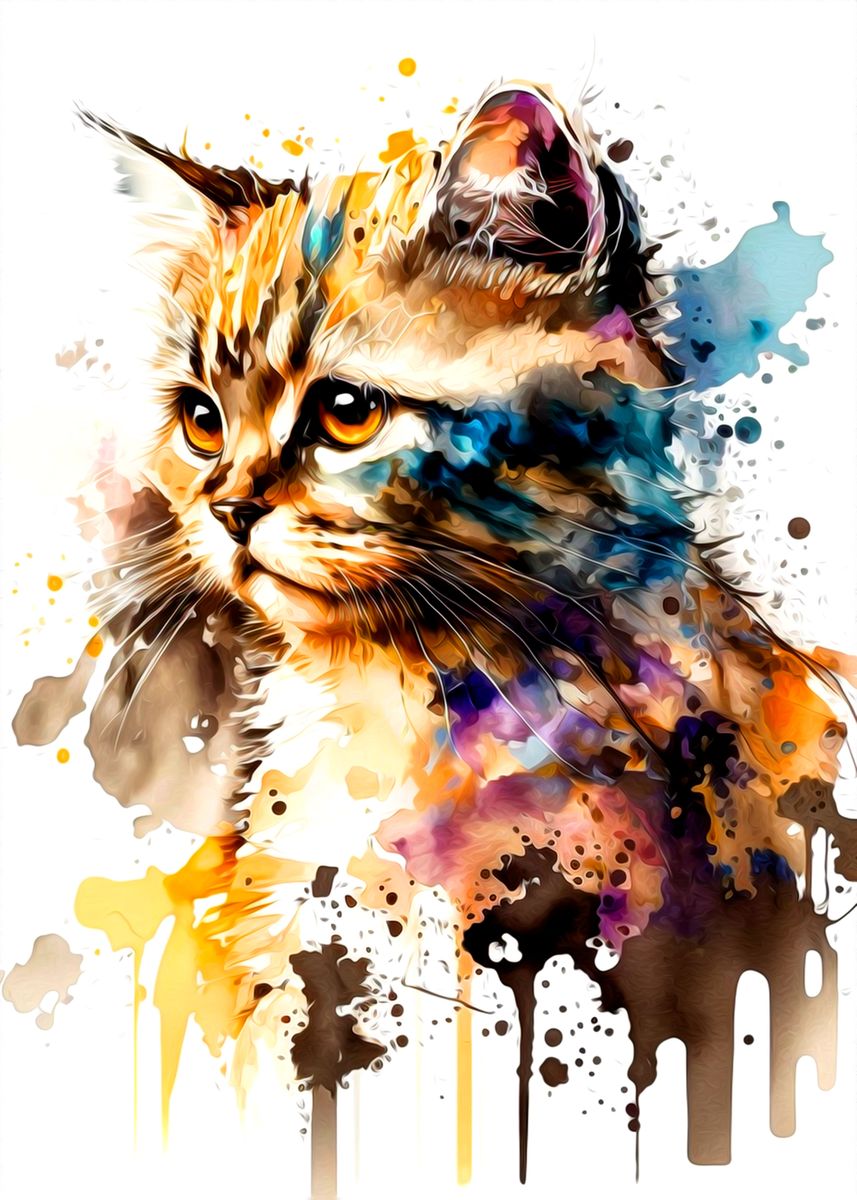 'Cat' Poster, picture, metal print, paint by set more | Displate