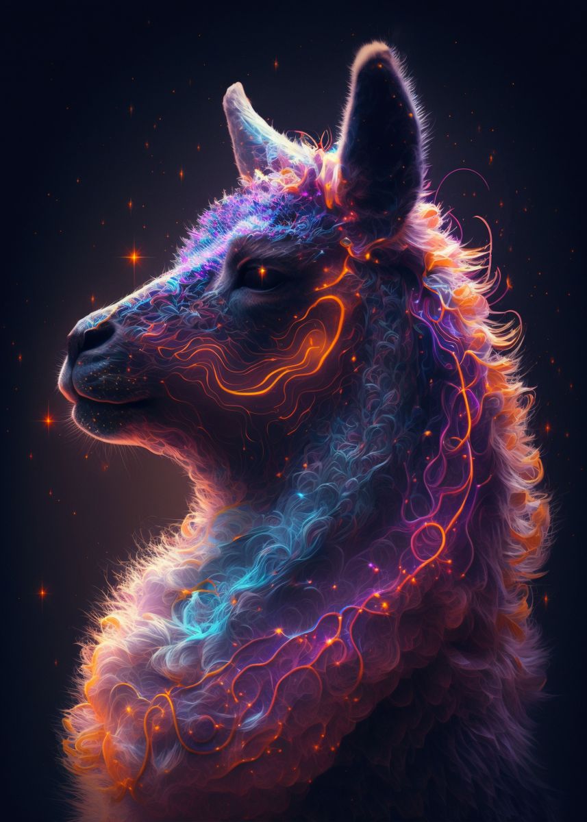 'Galaxy Alpaca Llama Meme' Poster, picture, metal print, paint by ...