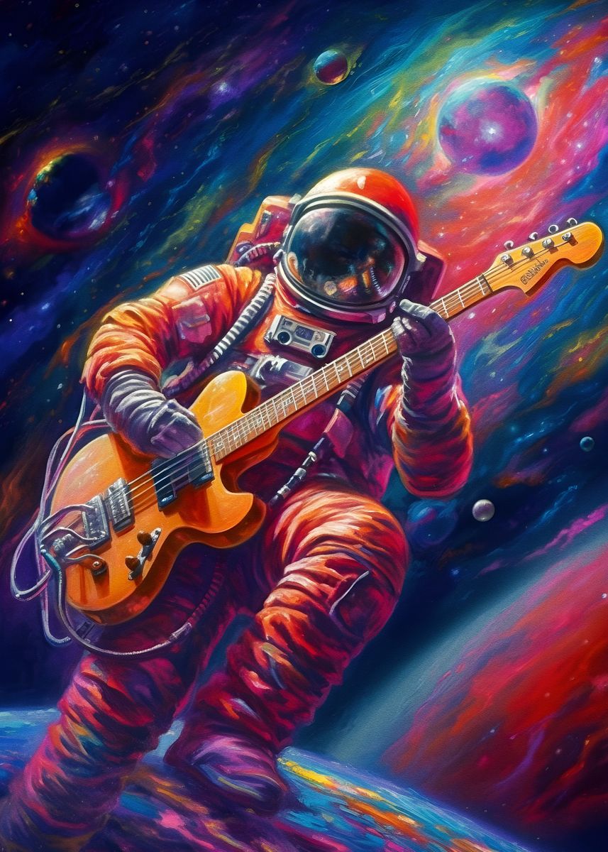 'Playing music in space' Poster, picture, metal print, paint by Horace ...