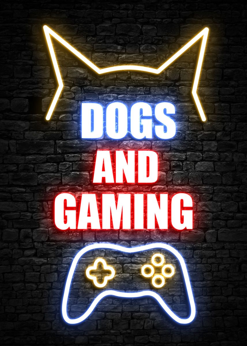 'Dogs And Gaming' Poster, picture, metal print, paint by Azlan Xavier ...