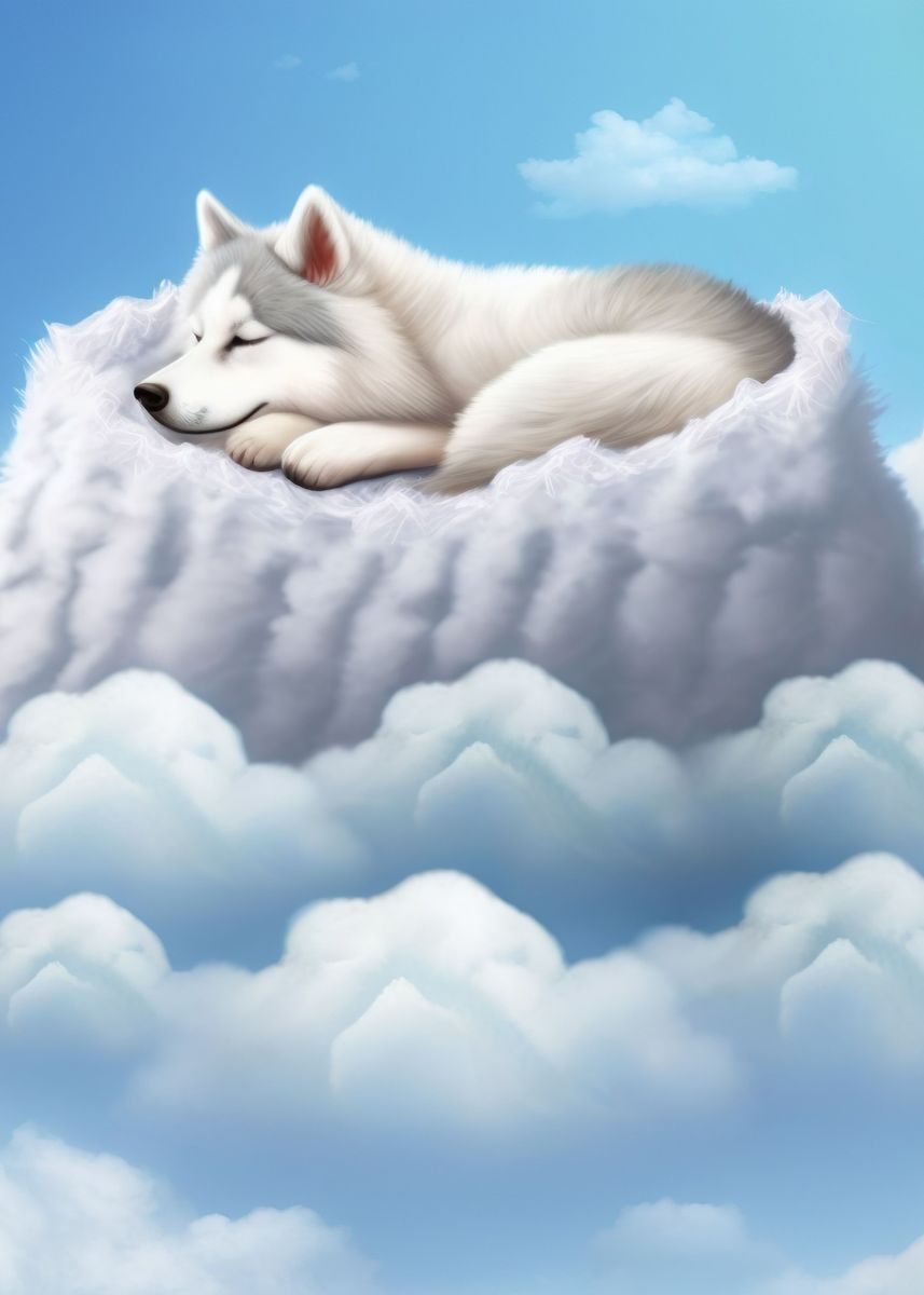 'Husky Puppy Dreaming' Poster, picture, metal print, paint by Ilyrin ...