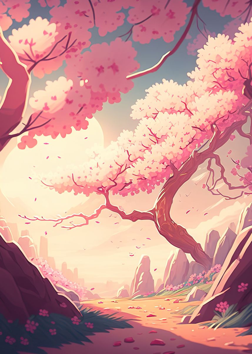 'Japan sakura' Poster, picture, metal print, paint by King Kean | Displate