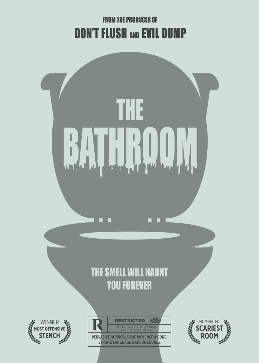'The Bathroom Funny Horror' Poster, picture, metal print, paint by ...