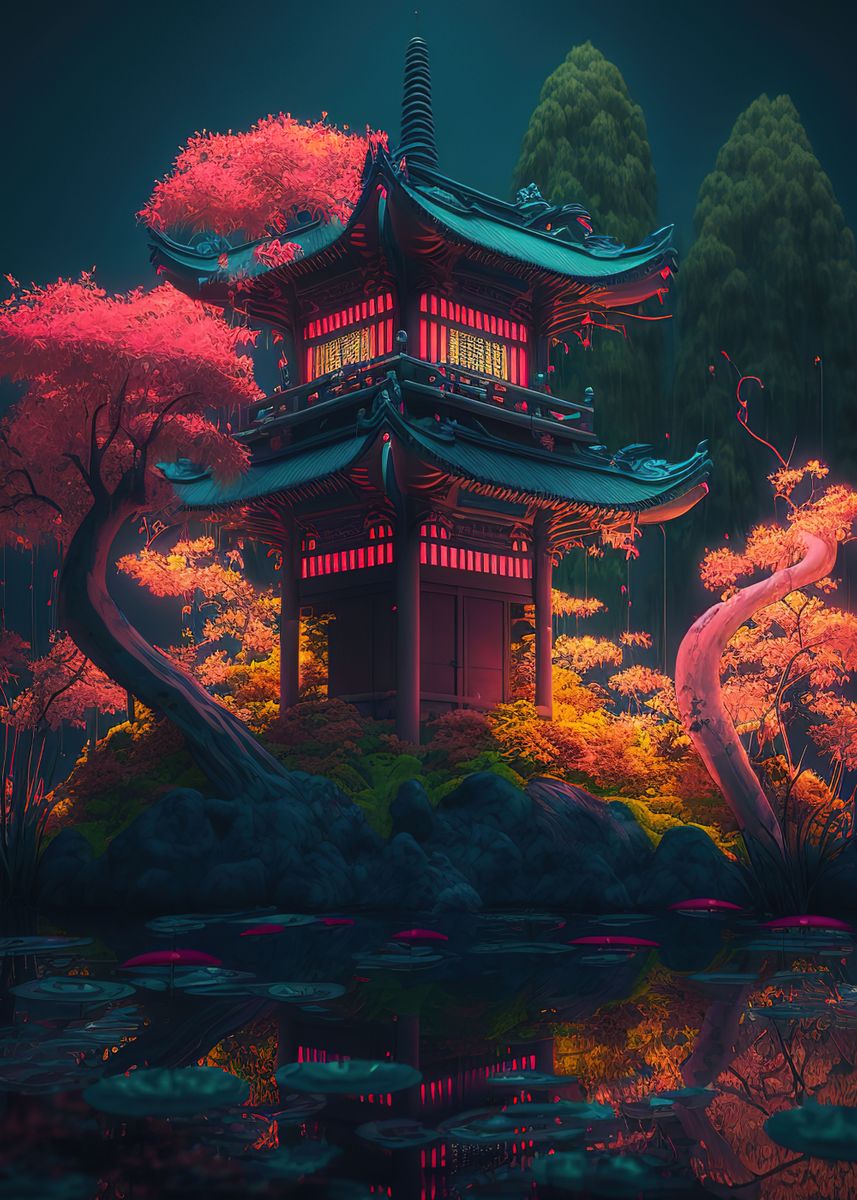 'Japanese lanscape' Poster by deidrera cheal | Displate