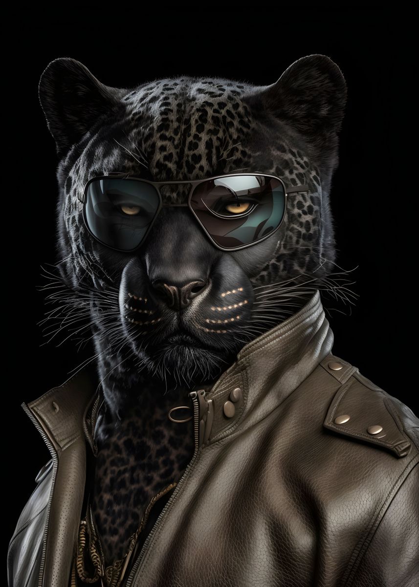 'cool black jaguar modern' Poster, picture, metal print, paint by mk ...