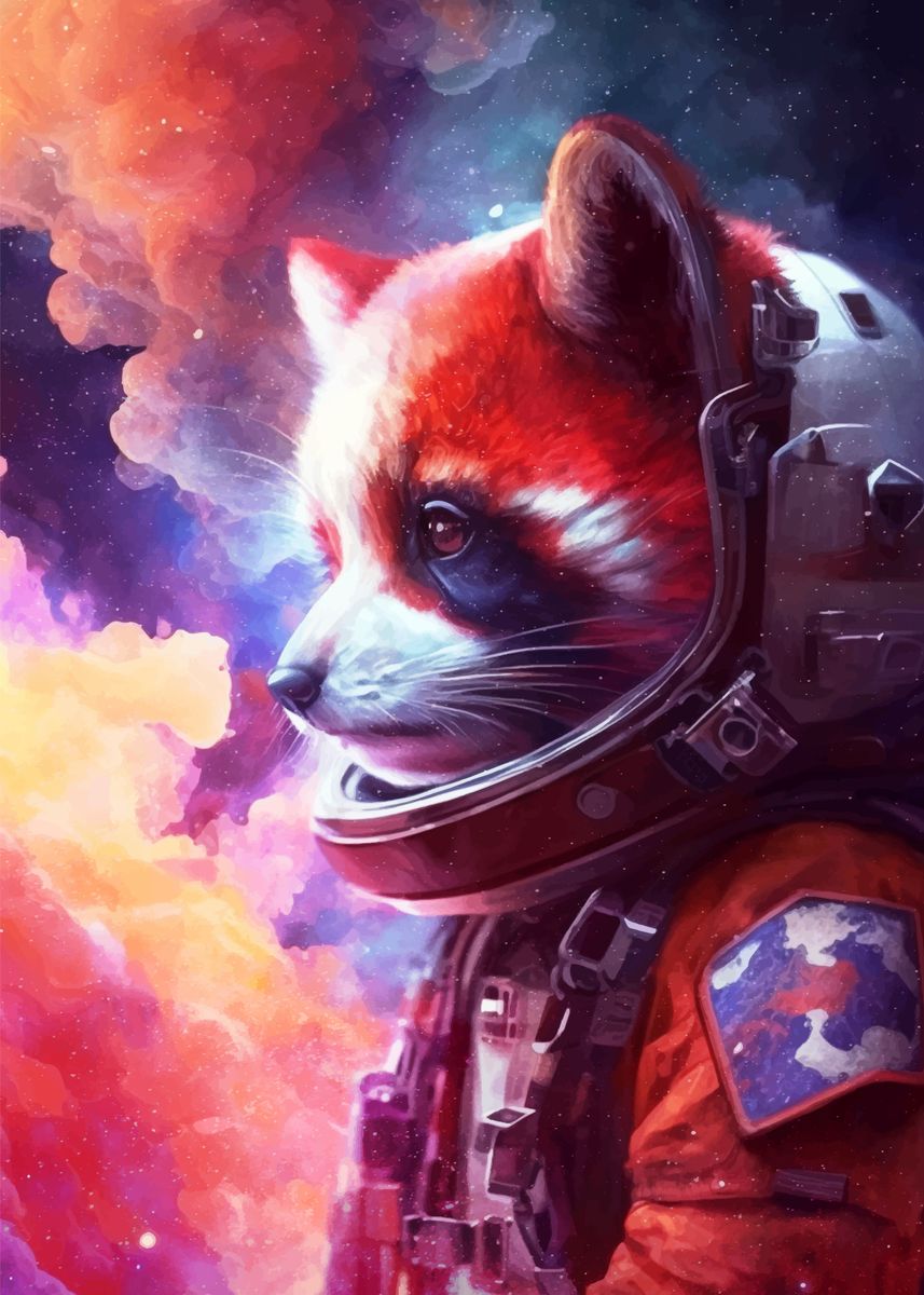'Galaxy Red Panda' Poster, picture, metal print, paint by Bloomoon ...