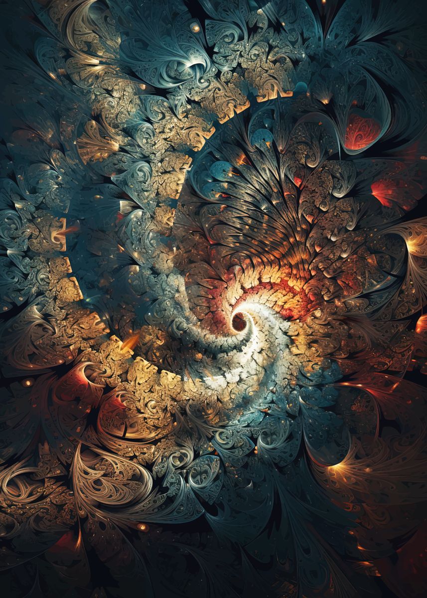 'Trippy Fractal' Poster, picture, metal print, paint by The Fire | Displate