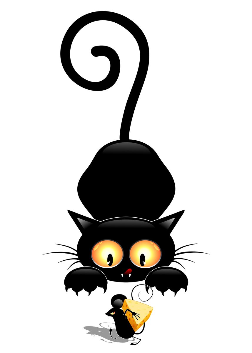 'Cat and Mouse Fun Cartoons' Poster, picture, metal print, paint by ...