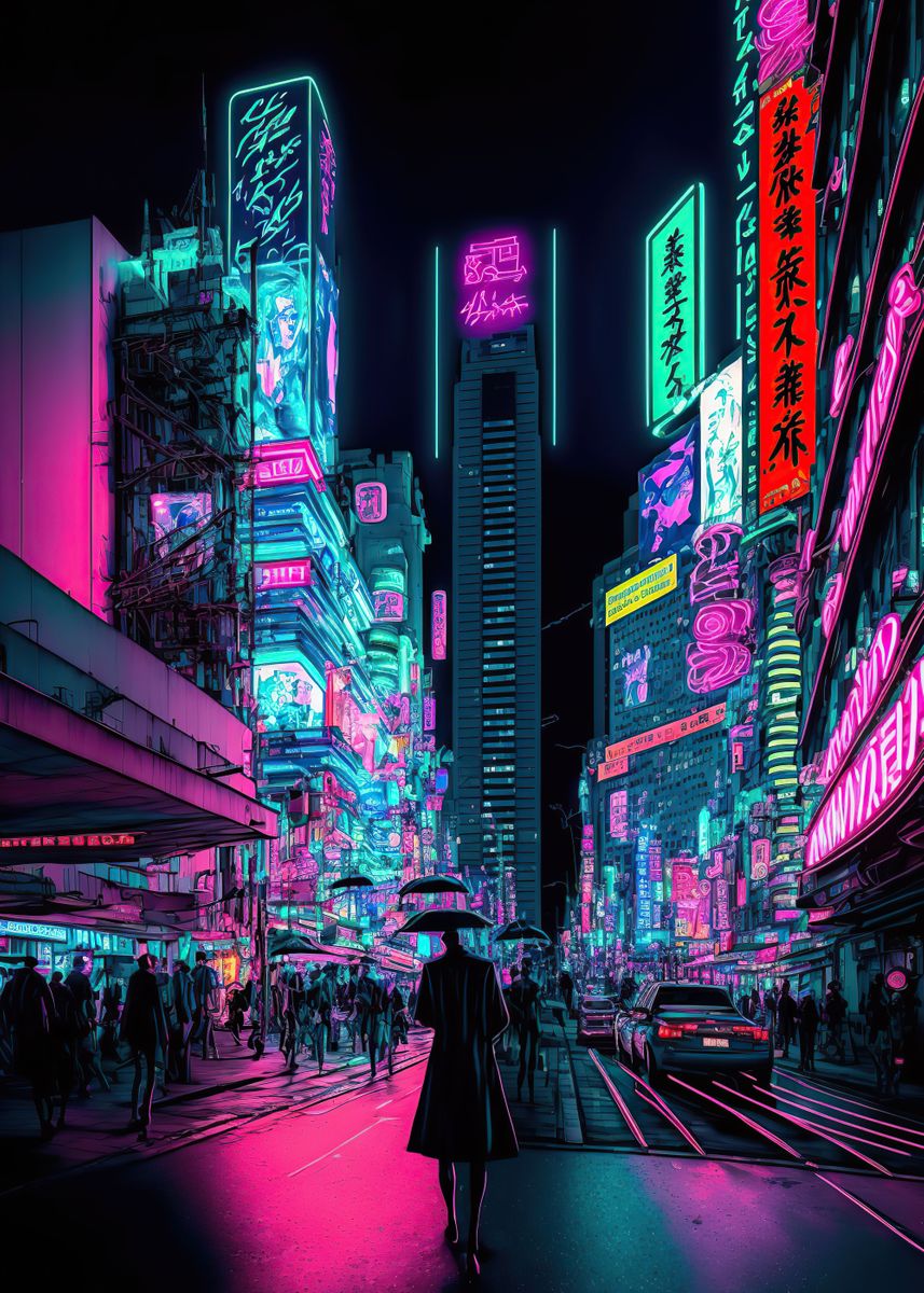 'Tokyo City Japan Pop' Poster, picture, metal print, paint by Anime ...