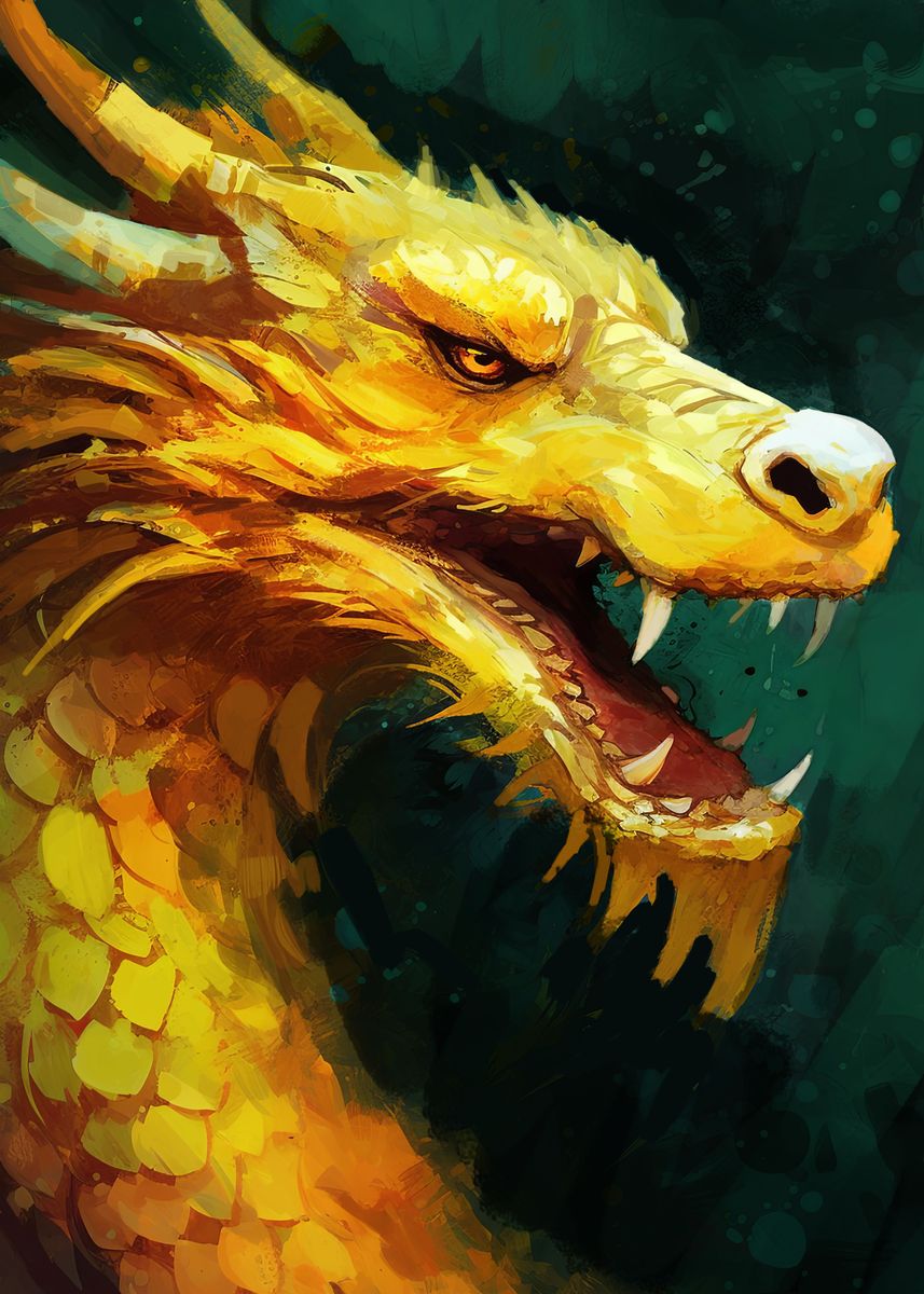 'Angry Yellow Dragon' Poster, picture, metal print, paint by ArsFerrum ...