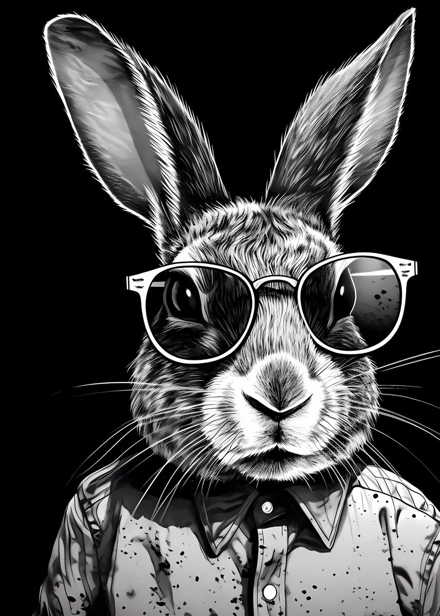 'Bunny Illustration' Poster, picture, metal print, paint by DecoyDesign ...