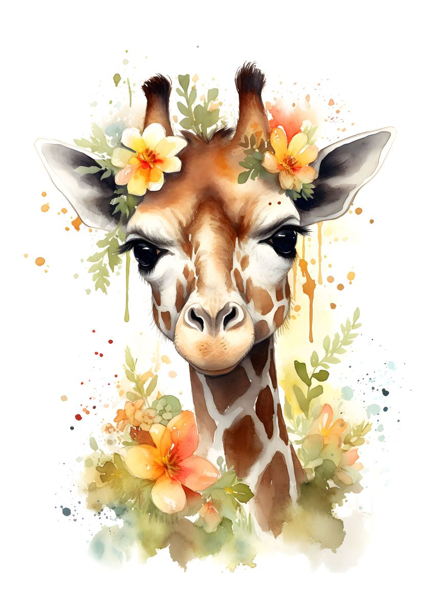 'Cute Giraffe' Poster, picture, metal print, paint by Sambel Pedes ...