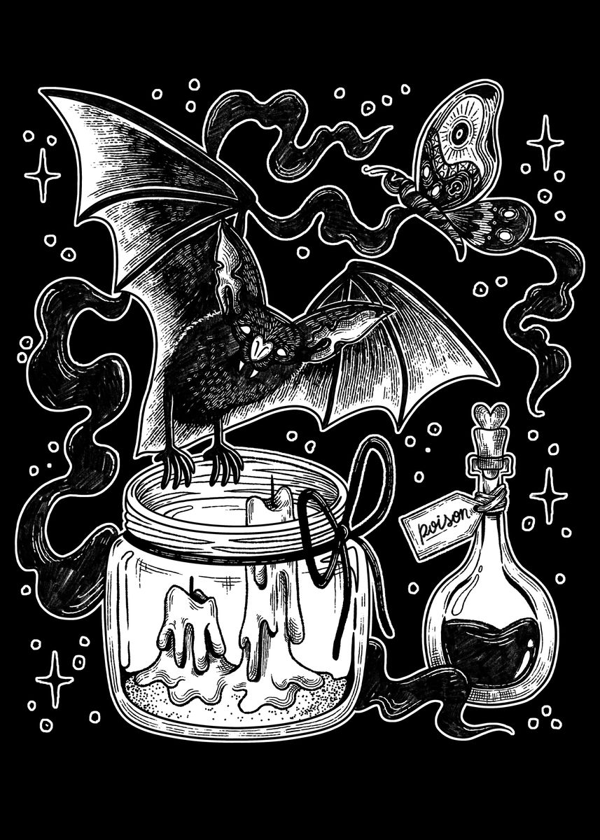 'Dark Magic Bat' Poster, picture, metal print, paint by Shizenkara ...