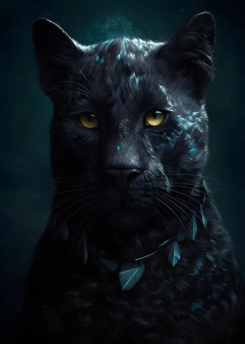 'Black Panther cat' Poster, picture, metal print, paint by Unique art ...