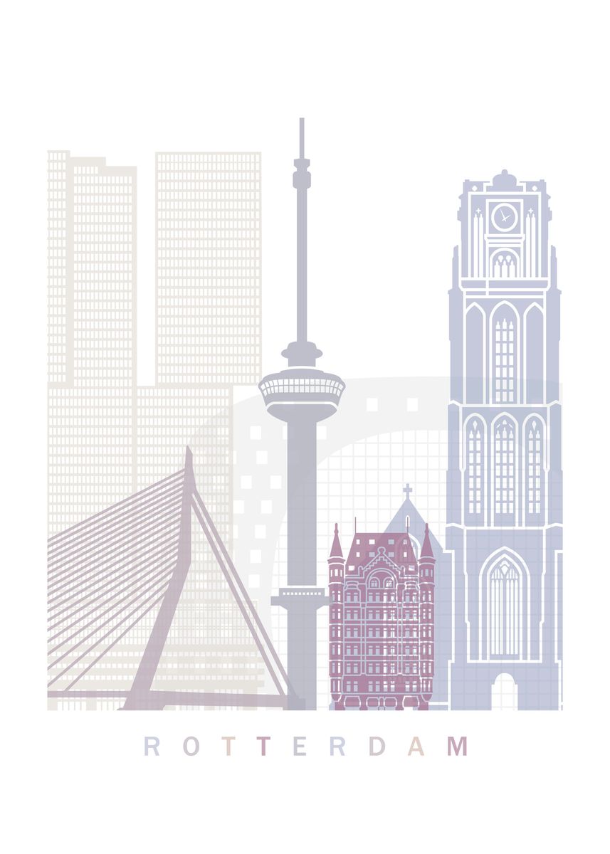 'ROTTERDAM SKYLINE POSTER' Poster, picture, metal print, paint by ...