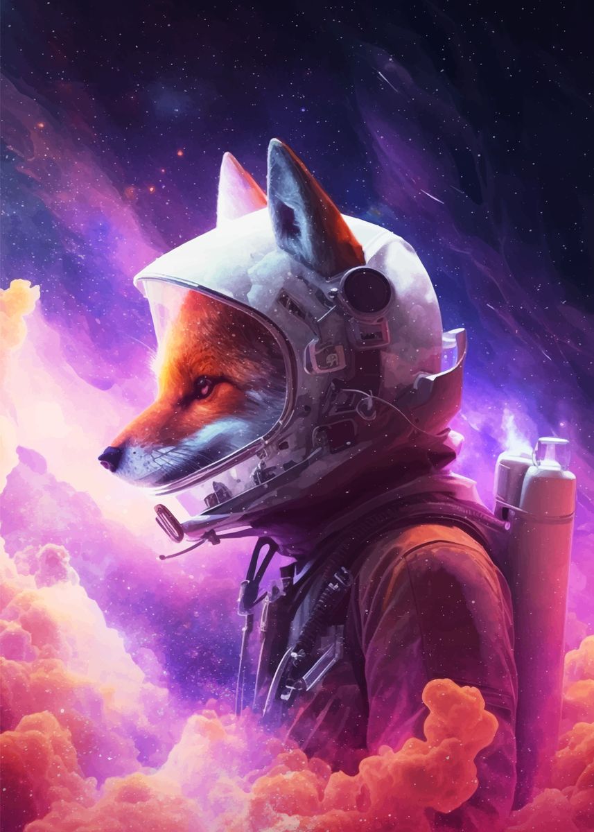 'Galaxy Fox' Poster, picture, metal print, paint by Bloomoon | Displate