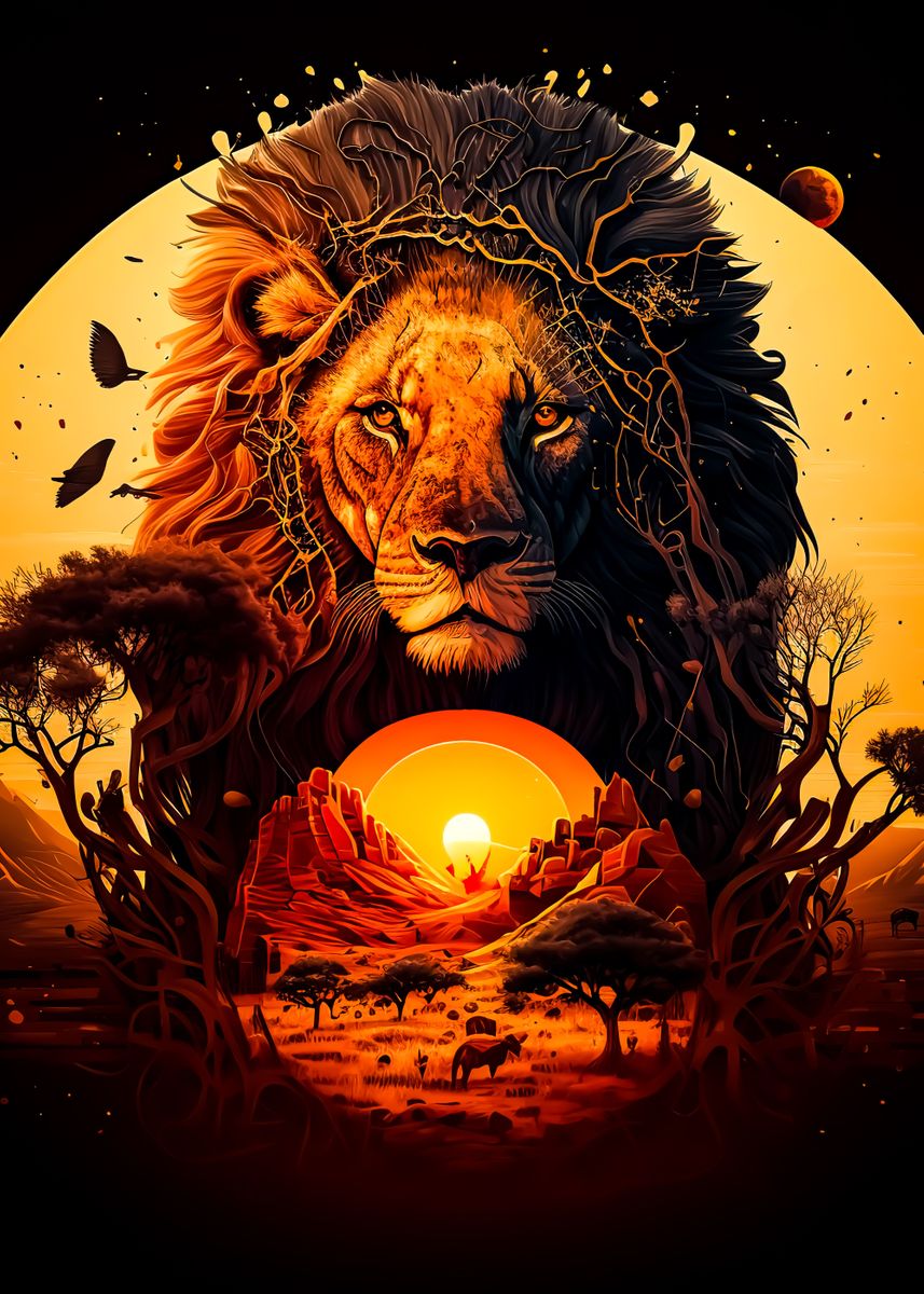 'Lion King Of The Jungle' Poster, picture, metal print, paint by Agnes ...