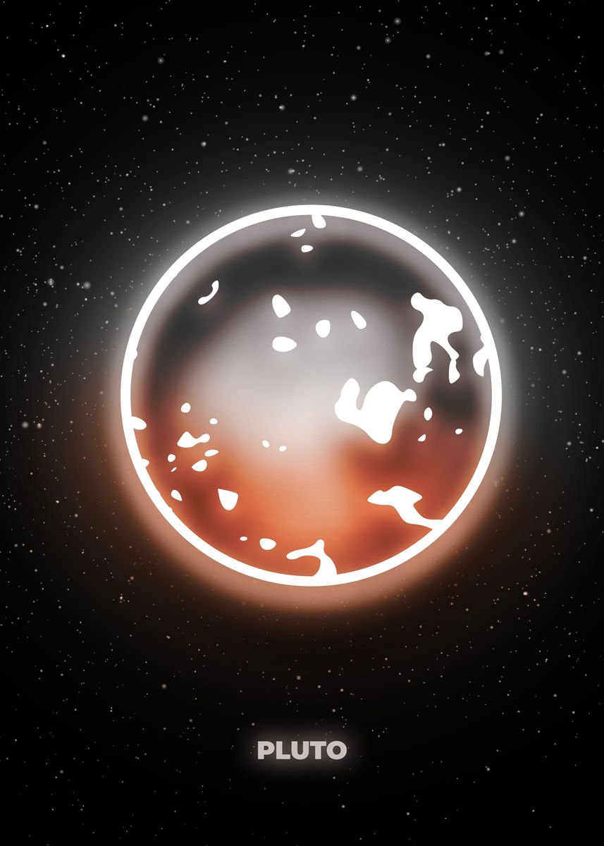 'Pluto neon' Poster, picture, metal print, paint by Kitty Kit | Displate