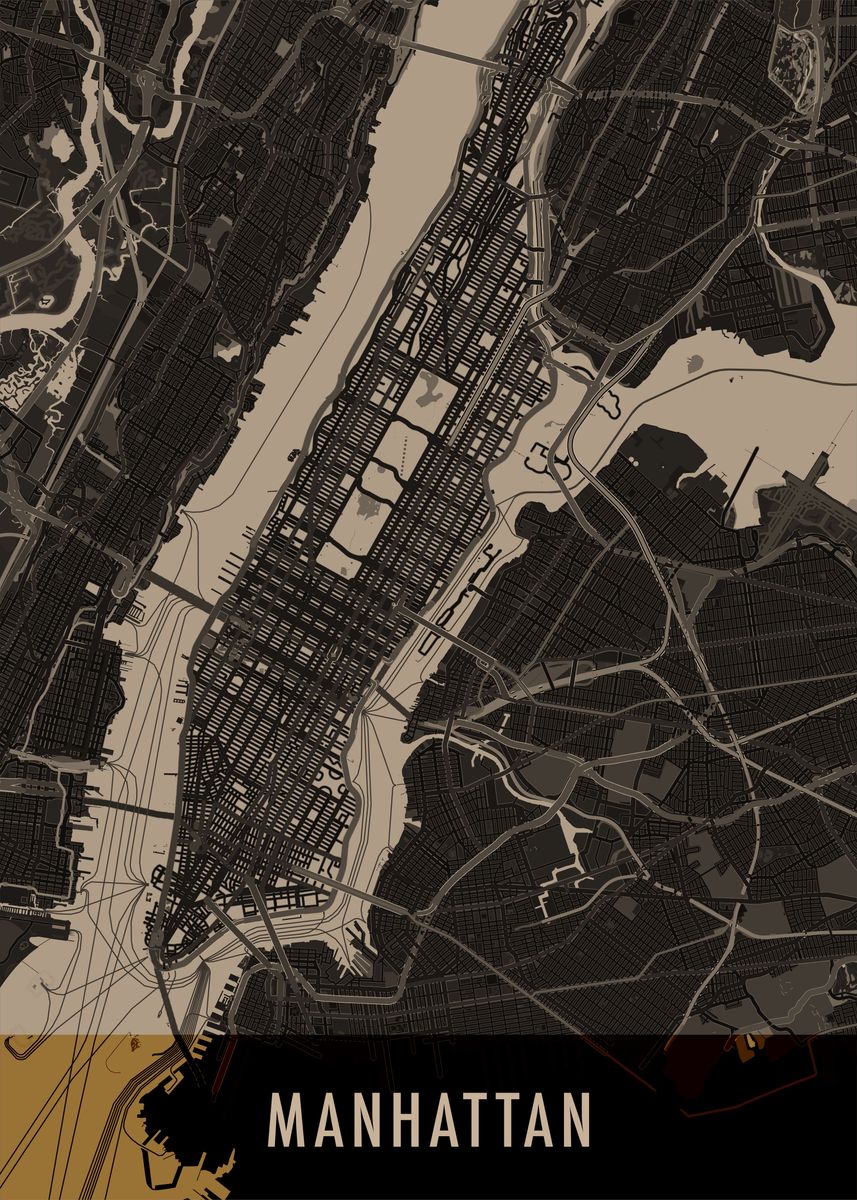 'Manhattan map' Poster, picture, metal print, paint by Denise Zendejas ...