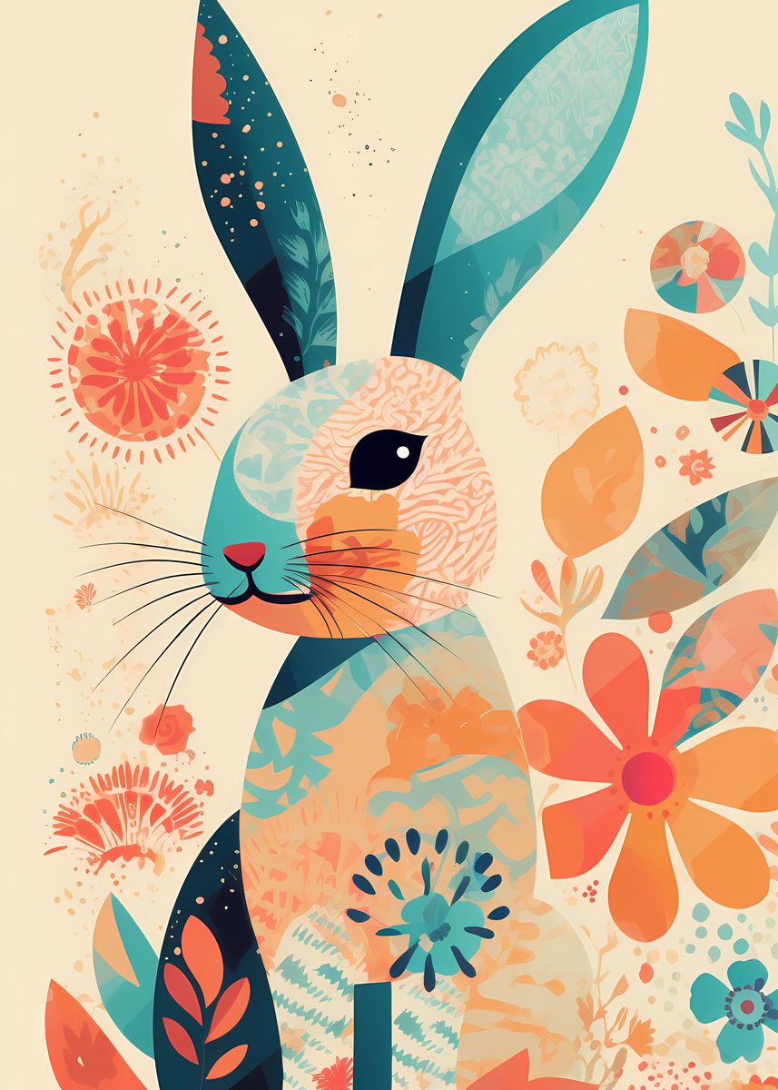 'Bunny Colorful' Poster by DecoyDesign | Displate