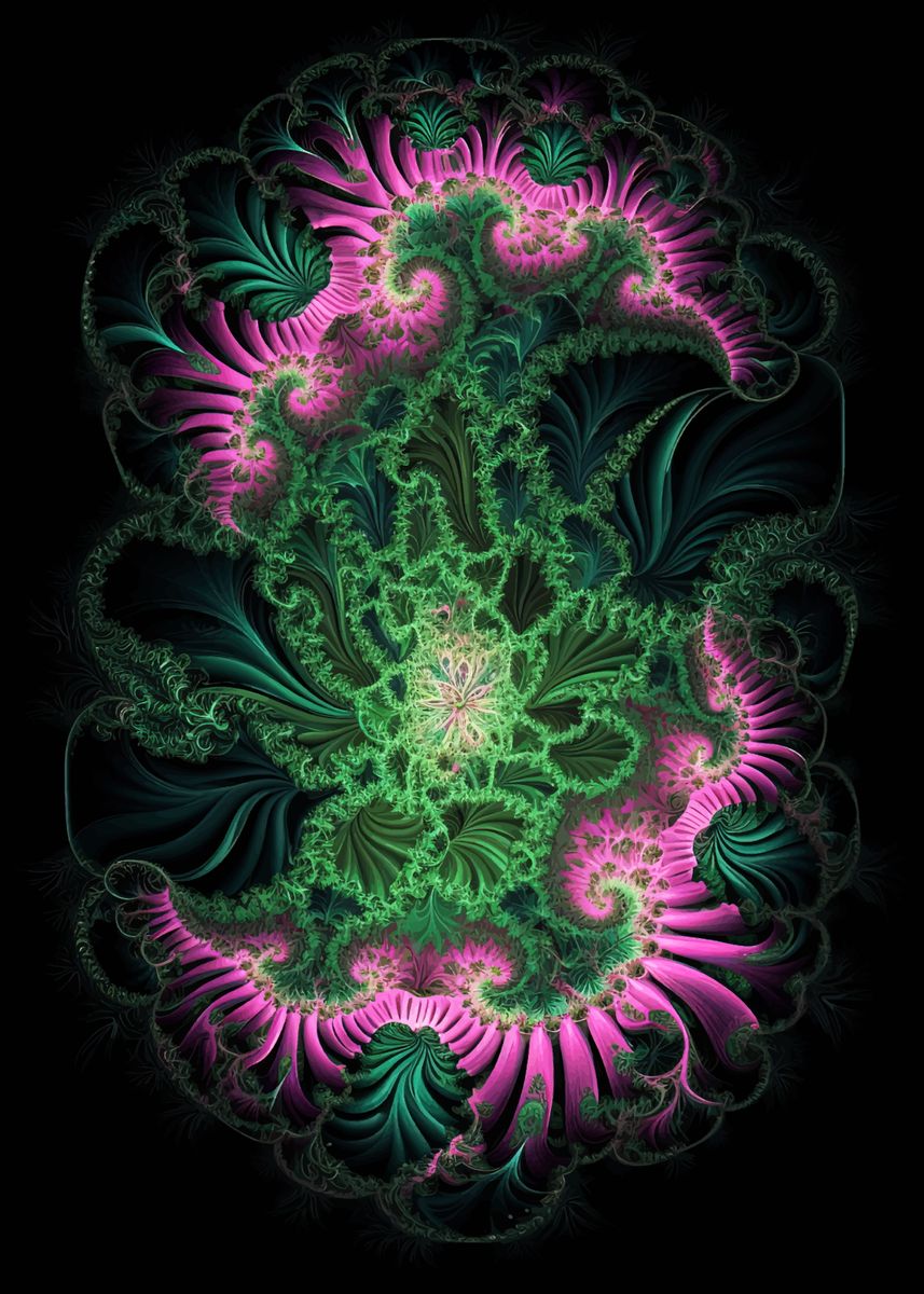 'Trippy Fractal' Poster, picture, metal print, paint by The Fire | Displate