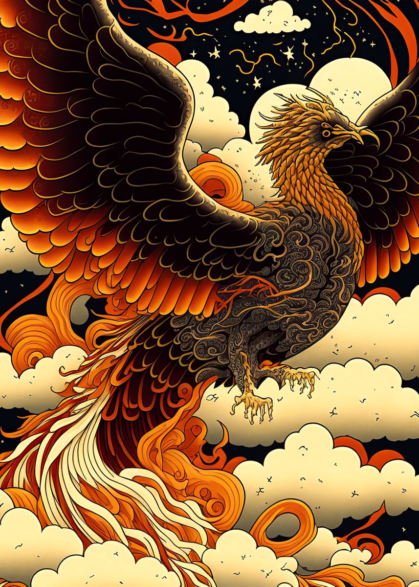 'Phoenix' Poster, picture, metal print, paint by Ellen Farrah Art ...