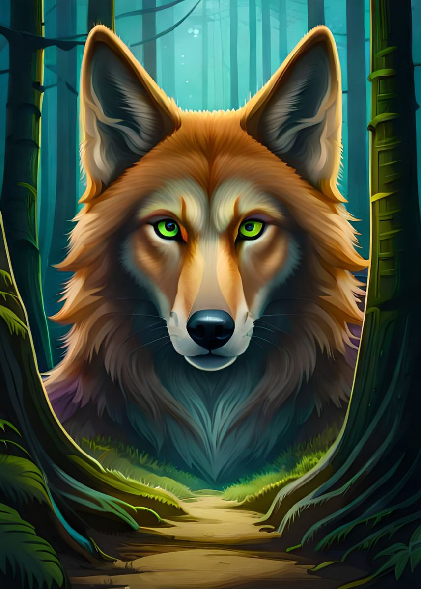 'Fantasy wolf portrait' Poster, picture, metal print, paint by Below ...